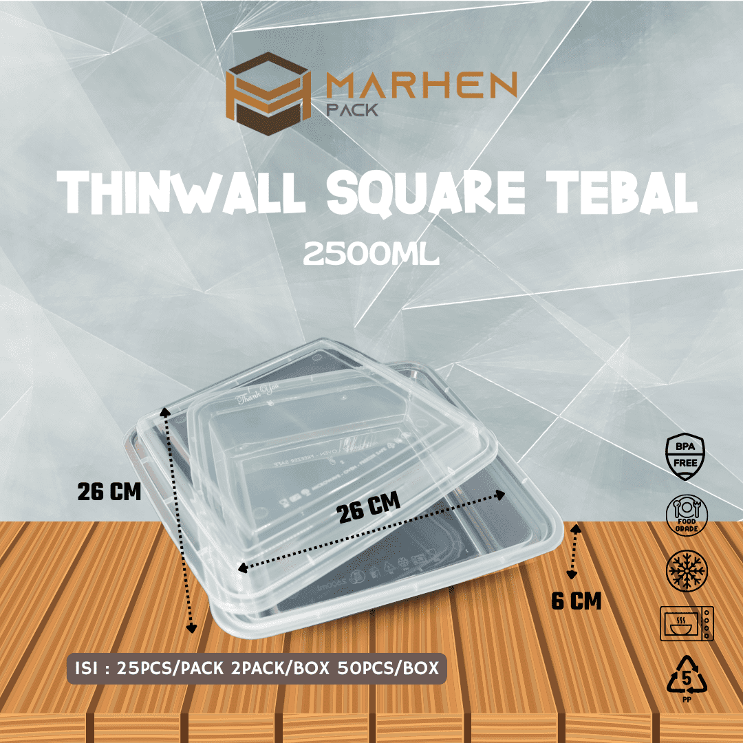 Thinwall Square Tebal / KotakThinwall 2500ml